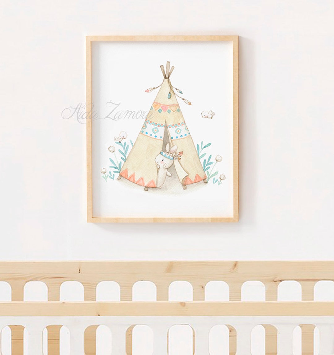 Nursery Print "indian Tepee" Nursery Wall Art, Tepee Art, Tepee Nursery ...