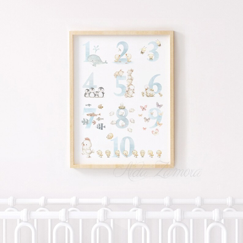 NUMBERS WALL ART, Animal Numbers, 1 to 10 Numbers, Numbers Nursery ...
