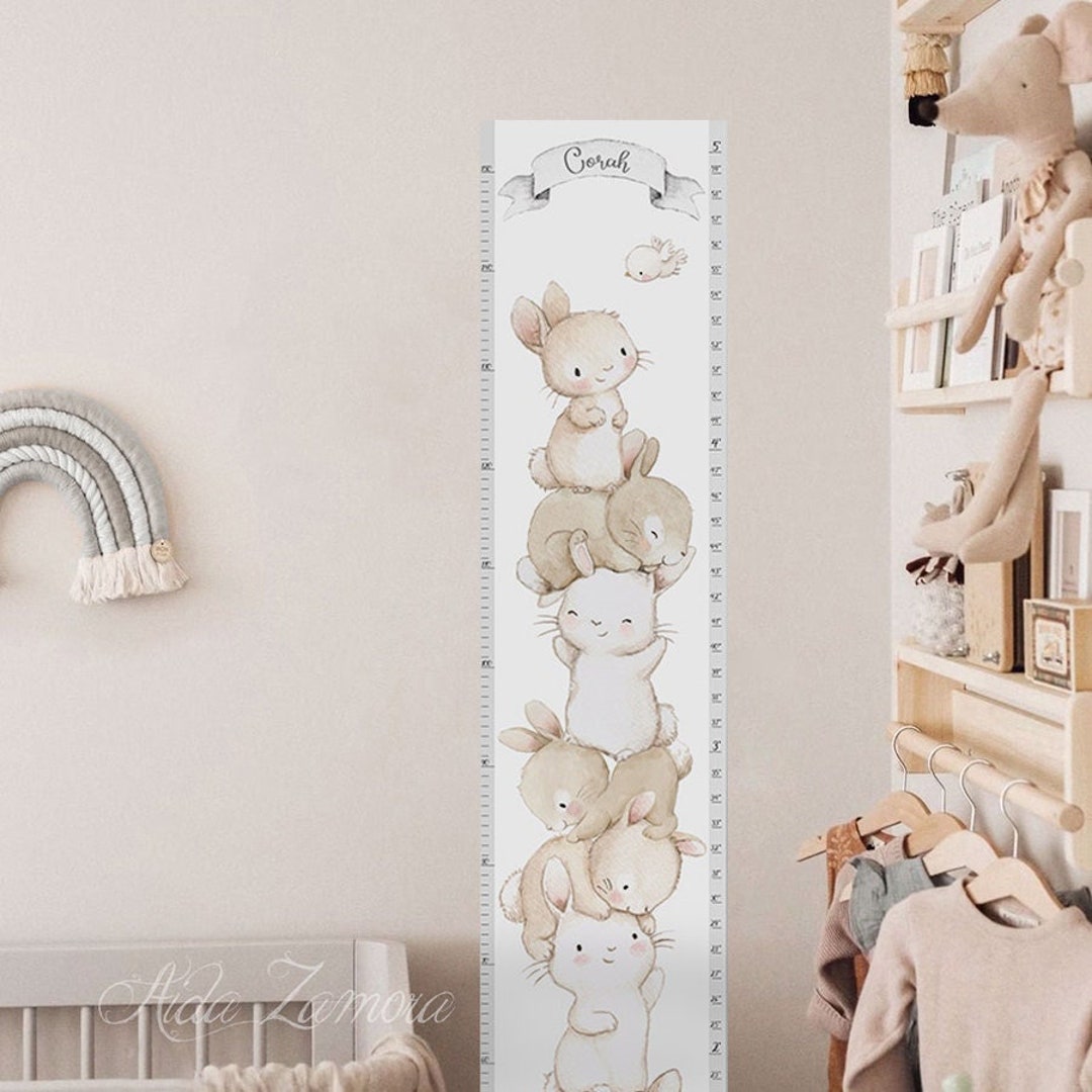 Personalized Growth Chart Sticker, BUNNIES, Nursery Growth Chart ...