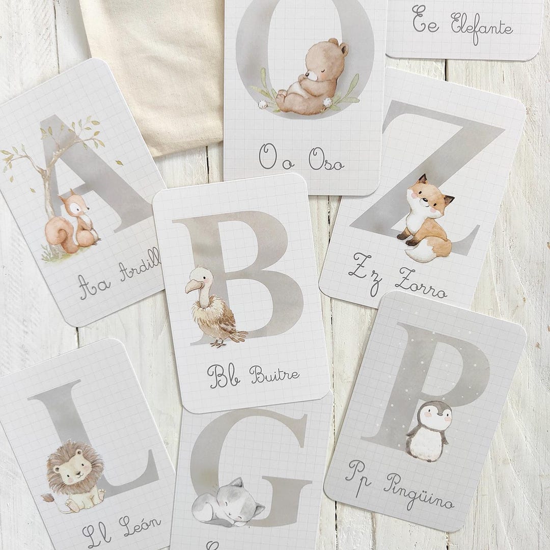 ANIMAL ALPHABET Learning Flash CARDS, Learning Resource, Animal Cards ...