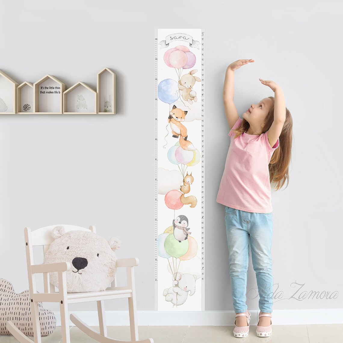 Personalized Growth Chart Sticker BALLOONS With ANIMALS - Etsy