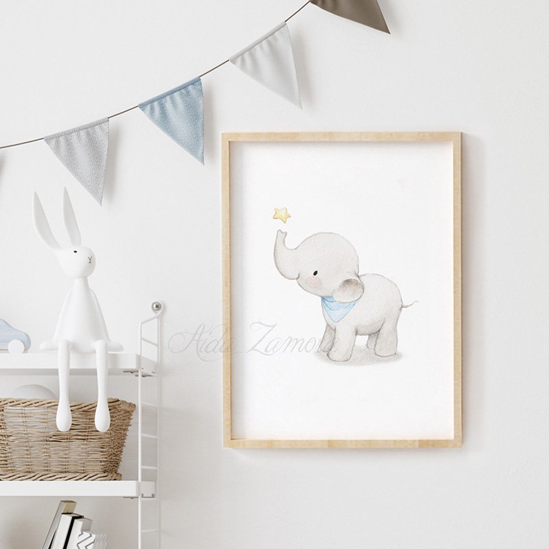 Nursery Print "elephant" Elephant Nursery Art, Custom Name Wall Art ...