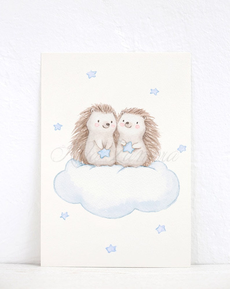 Nursery Art "hedgehogs Brothers" Archival Print, Children's Wall Art ...
