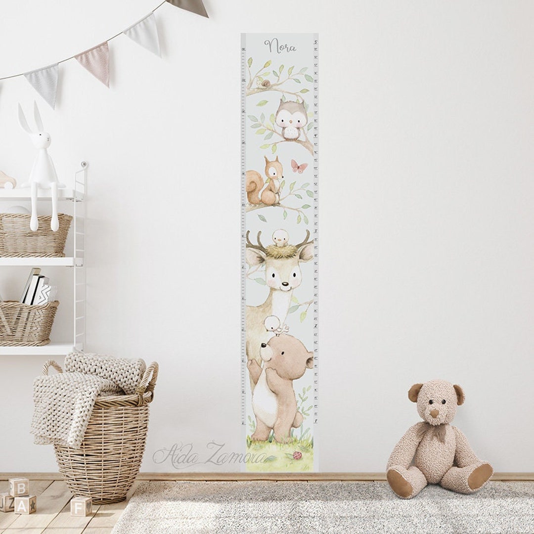 Personalized Growth Chart Sticker, WOODLAND ANIMALS, Nursery Growth ...