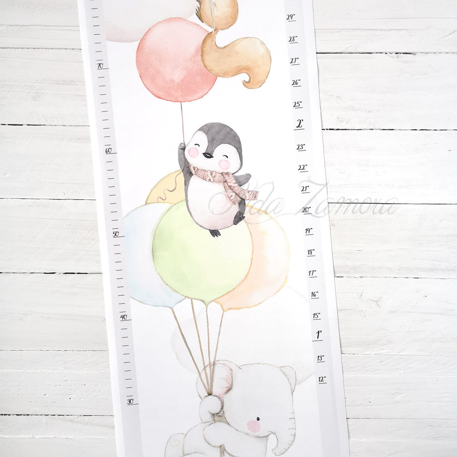 Personalized Growth Chart Sticker BALLOONS With ANIMALS - Etsy