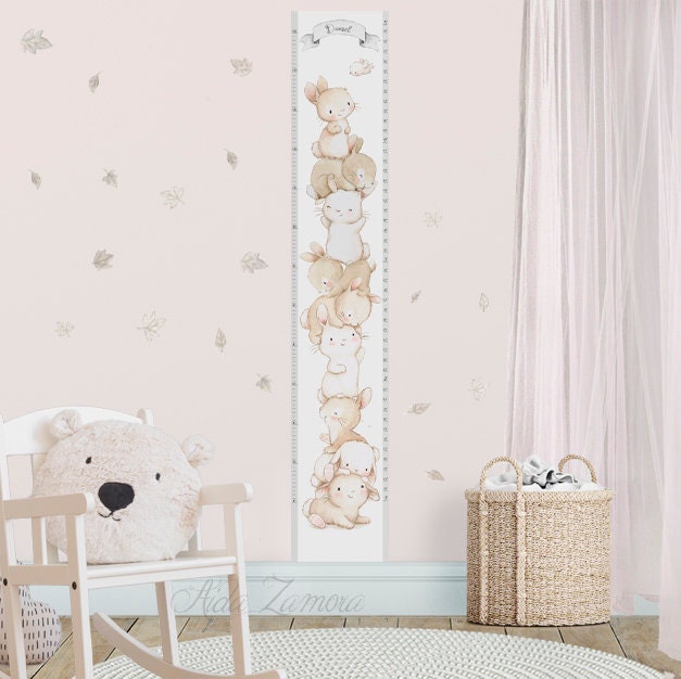 Personalized Growth Chart Sticker BUNNIES Nursery Growth | Etsy