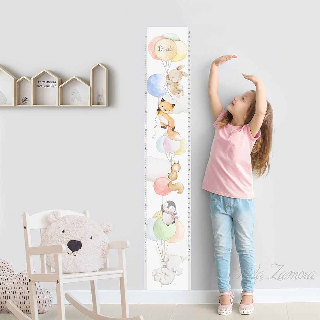 Personalized Growth Chart Sticker, BALLOONS With ANIMALS, Nursery ...