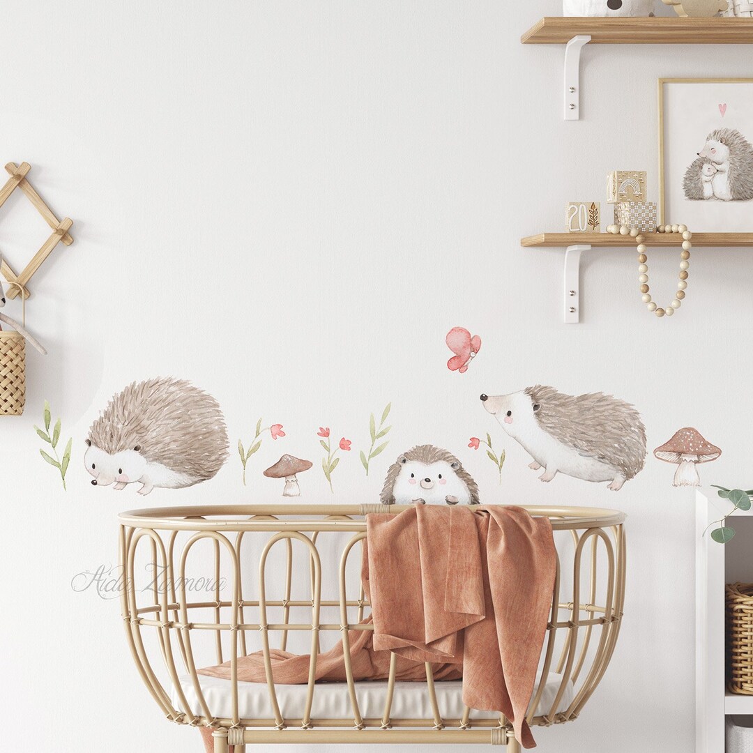 HIGH QUALITY Wall Decal "hedgehogs" Nursery Wall Decal, Woodland Wall ...