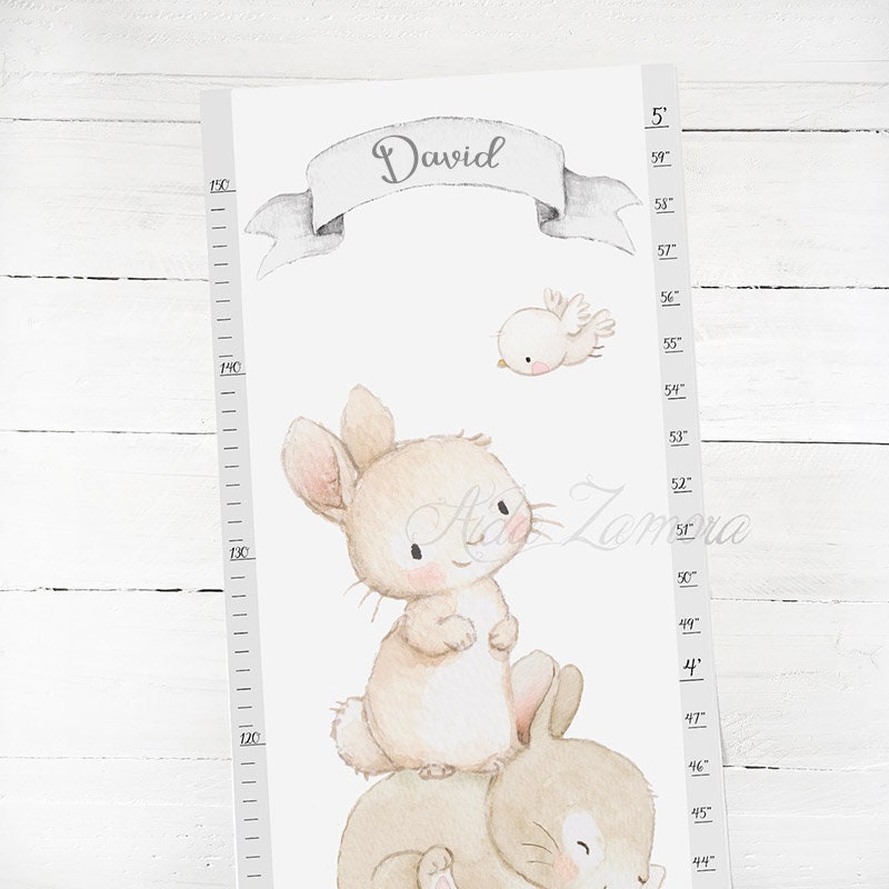 Personalized Growth Chart Sticker BUNNIES Nursery Growth | Etsy