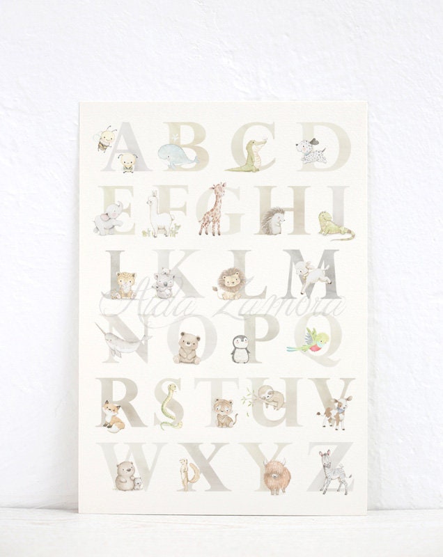 ABC wall art FRENCH Alphabet français Animal Alphabet | Etsy