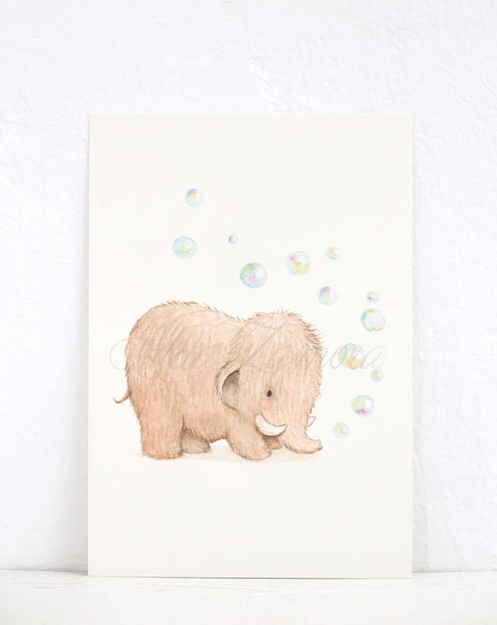 Nursery Art "little Mammoth", Kid's Art, Pastel Nursery Decor, Mammoth ...