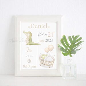 Baby Birth Print BEIGE Color, Personalized Nursery Art, New Baby Gift ...