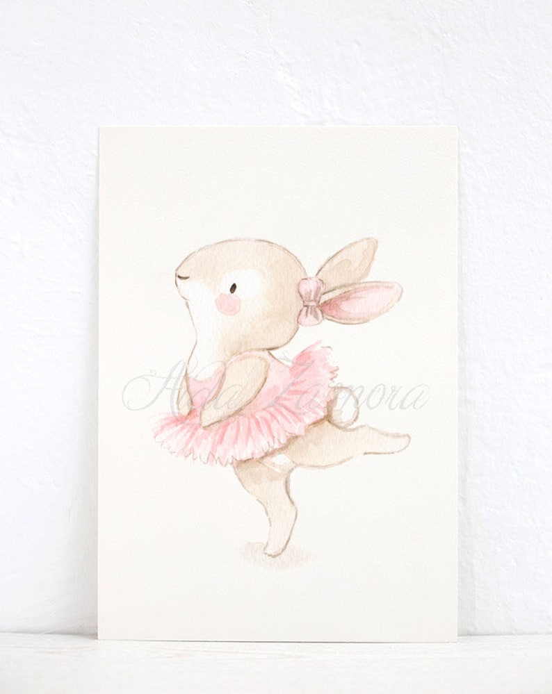 Nursery Art BUNNY BALLERINA Art Print for Girls Pink Wall - Etsy