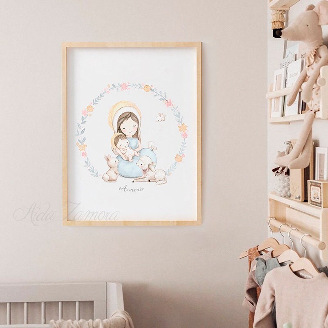 Nursery Print VIRGIN MARY, Kids Virgin Mary Art, Our Lady Picture ...