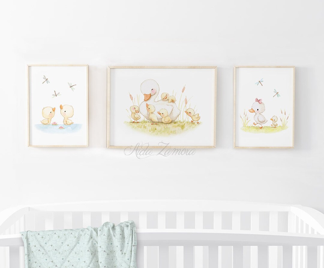 SET of Three Nursery Prints "little Ducks" Whimsical Art, Duckling ...