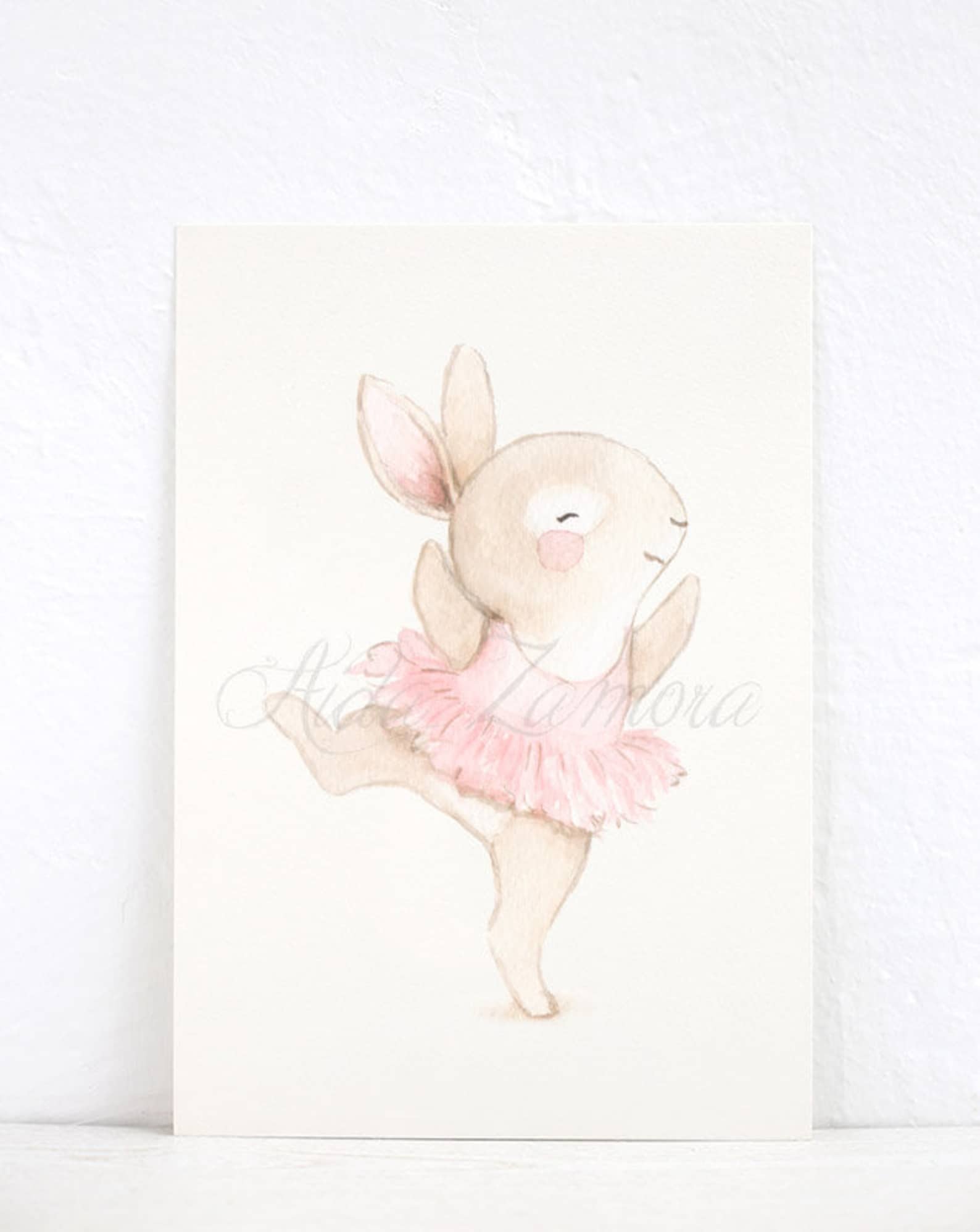 Nursery Art bunny Ballerina Art Print for Girls | Etsy
