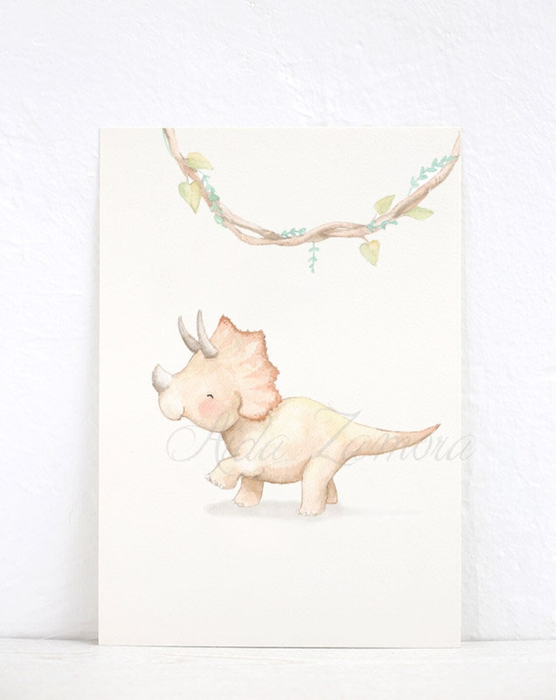 Watercolor Wall Art "triceratops Dinosaur" Dinosaurs Prints, Dinosaurs ...