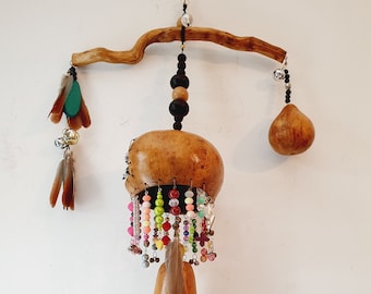 Decorative Gourd Wind Chime, Natural Wall Hanging, Ethnic Decor - Etsy