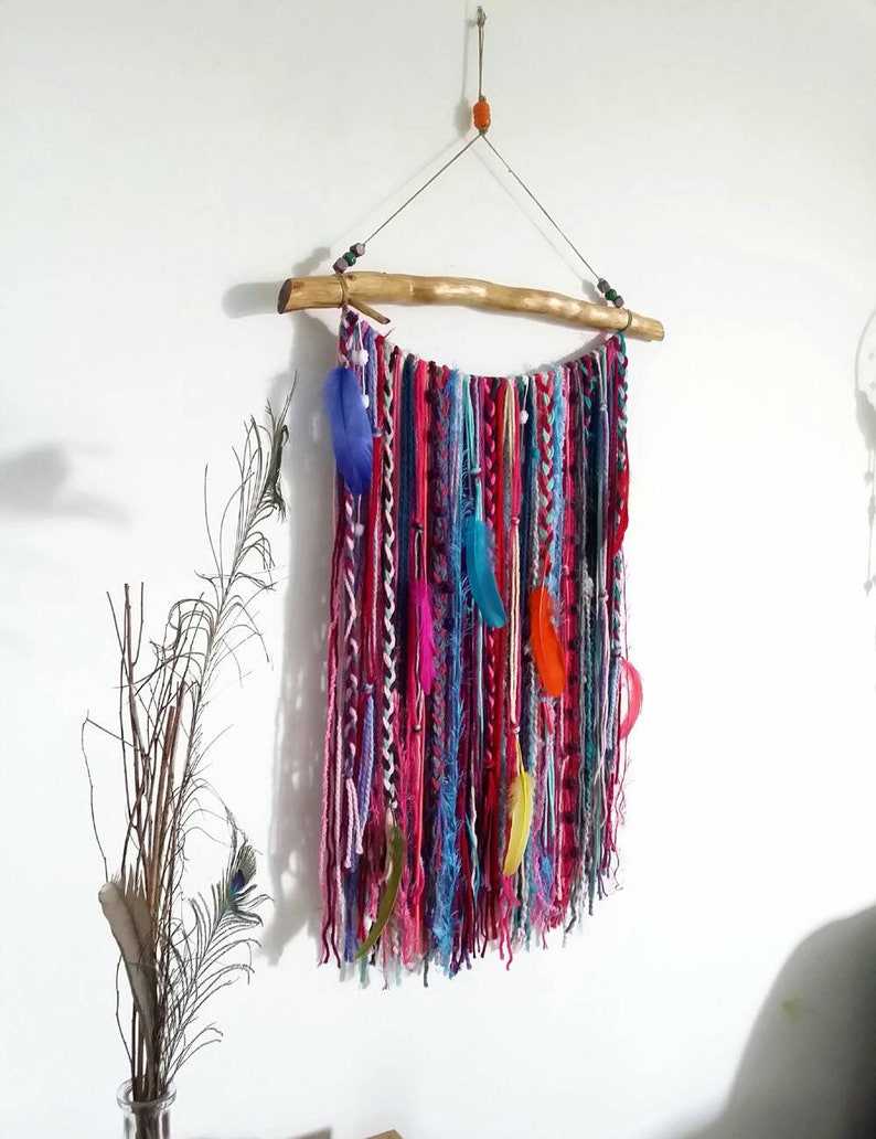 Yarn wall hanging for Bohemian Decor home Boho Garland Wall | Etsy