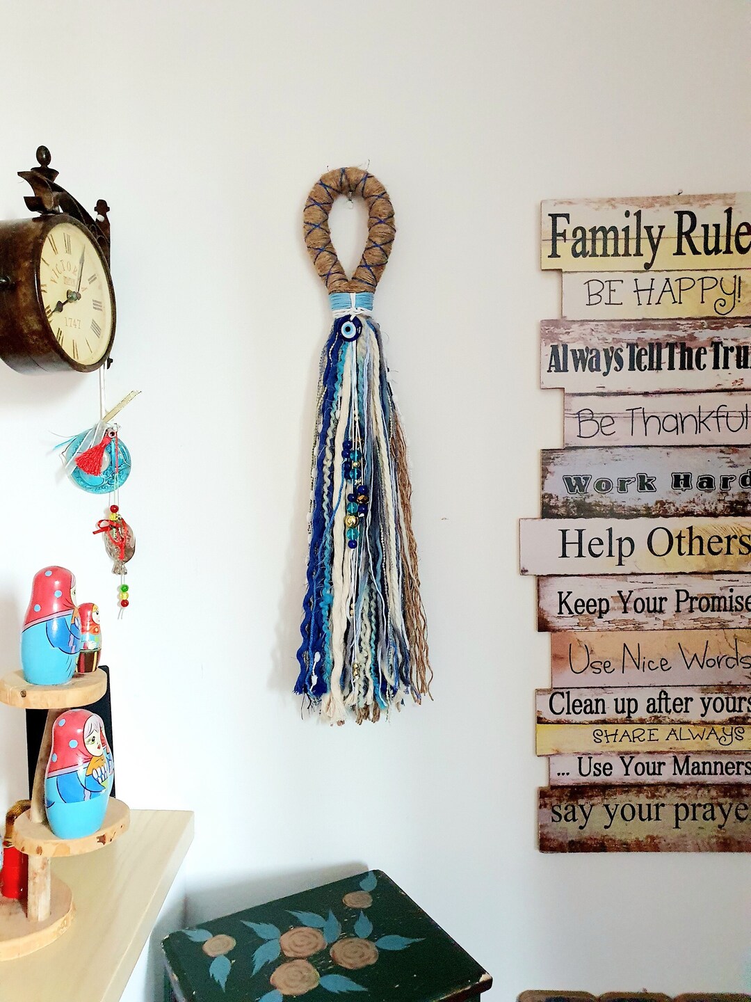 Bohemian Decor Boho Hanger, Tassel Wall Hanging, Beach Theme Door Knob ...