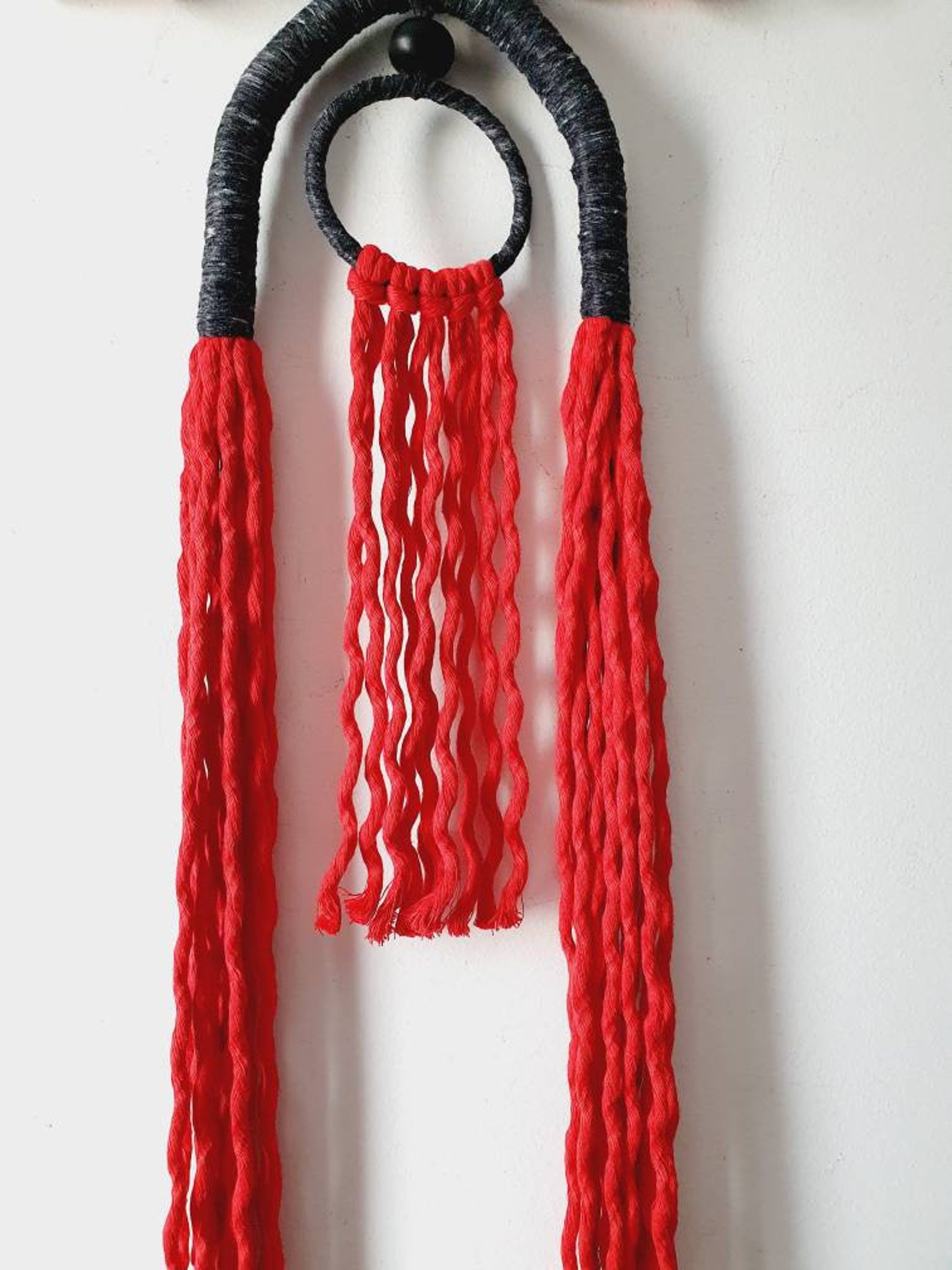 Modern Bohemian Rope Knot Wall Art Red Decor Colorful Boho - Etsy