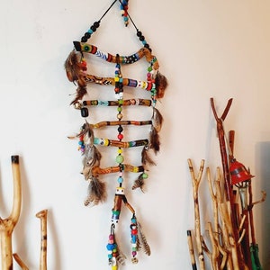 Hippie Decor, Painted Sticks, Boho Wall Hanging, Colorful Wood - Etsy