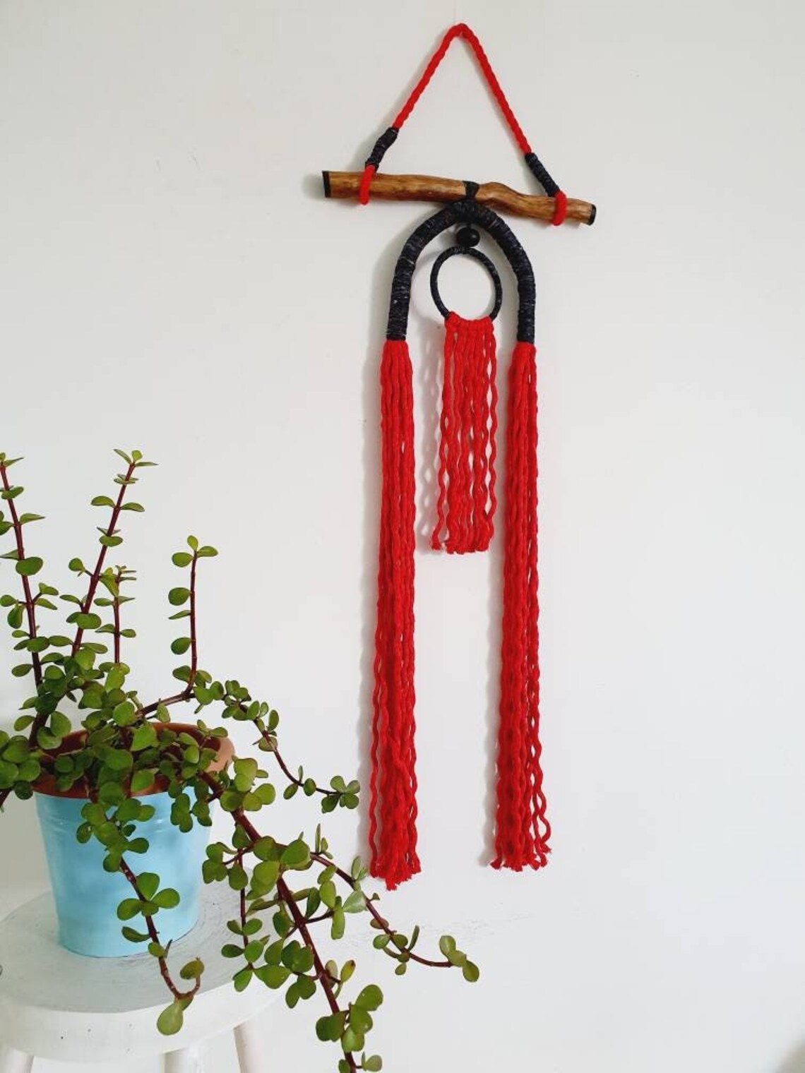 Modern Bohemian Rope Knot Wall Art Red Decor Colorful Boho - Etsy