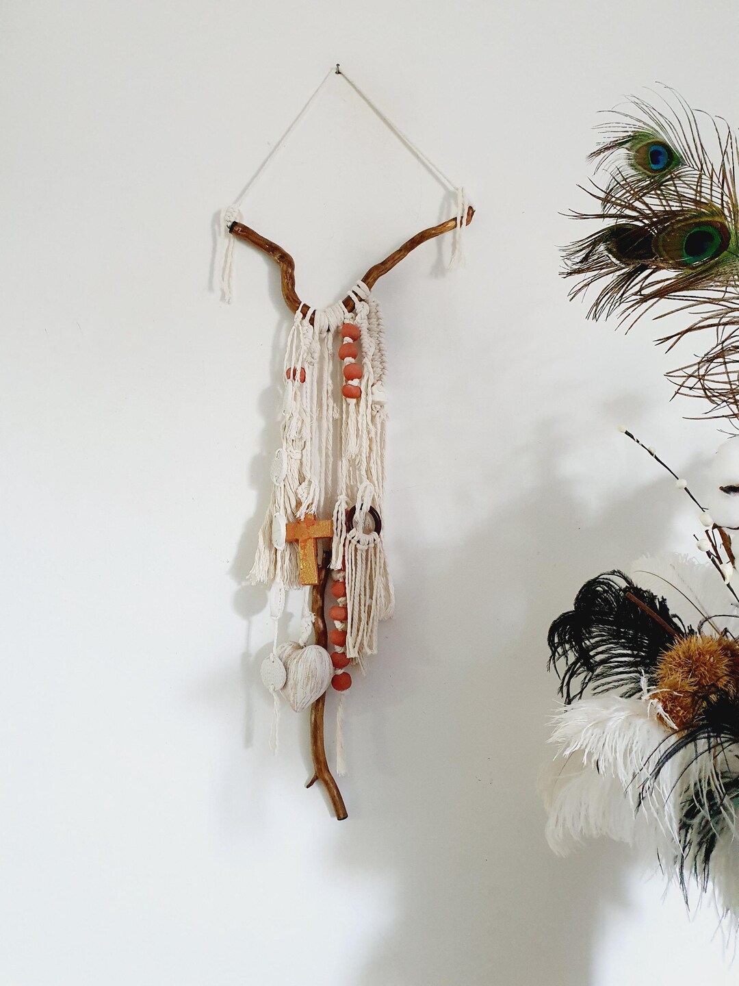 Hanging Totems, Clay Wall Beads, Scandinavian Home, Beaded Wall Hanging ...