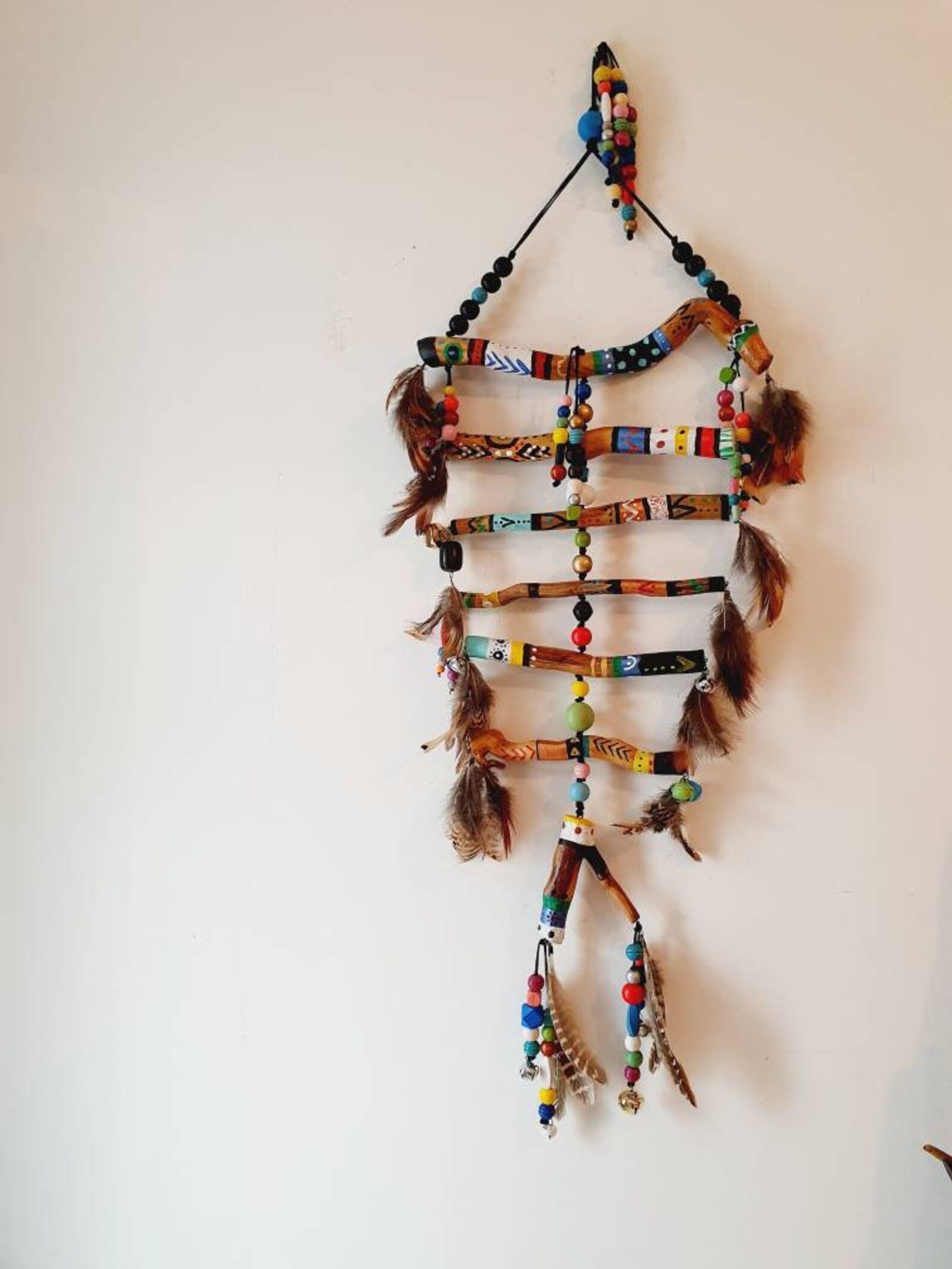 Hippie Decor, Painted Sticks, Boho Wall Hanging, Colorful Wood - Etsy