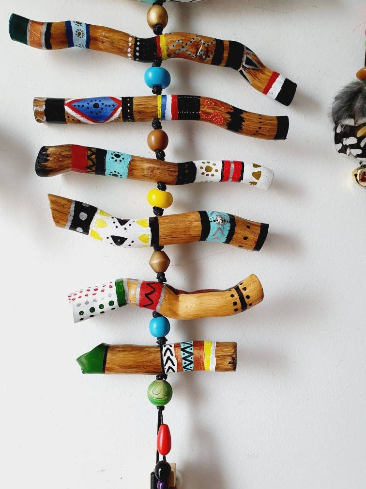 Hippie Decor Painted Sticks Boho Wall Hanging Colorful Wood | Etsy