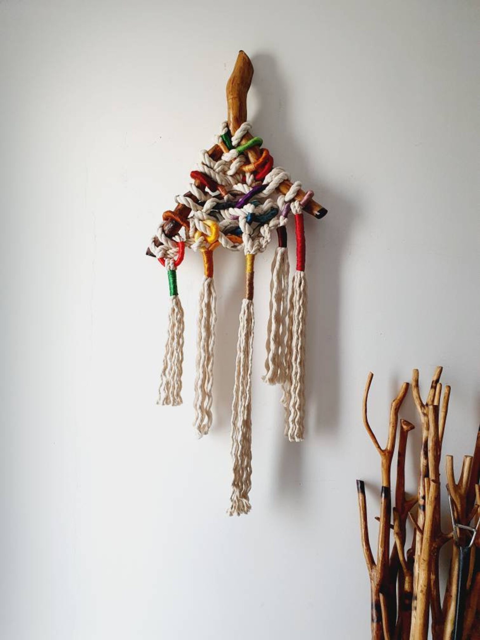 Boho Decor Modern Macrame Rope Wall Art Rustic Decor Tied - Etsy