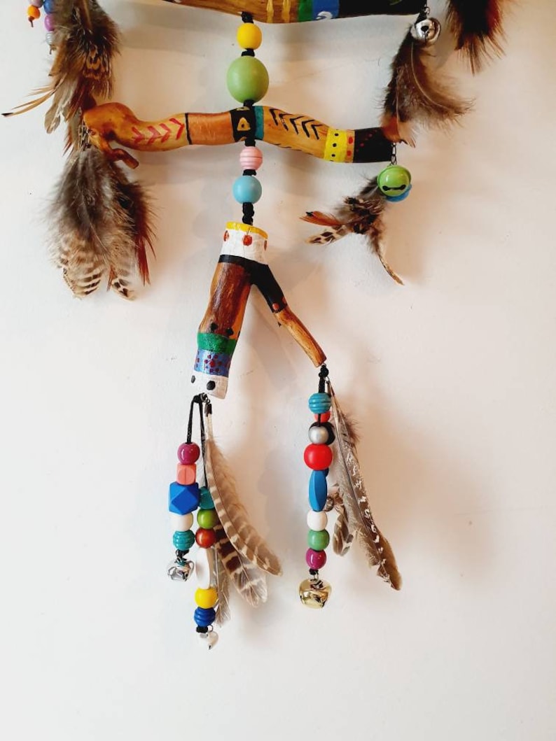 Hippie Decor, Painted Sticks, Boho Wall Hanging, Colorful Wood - Etsy