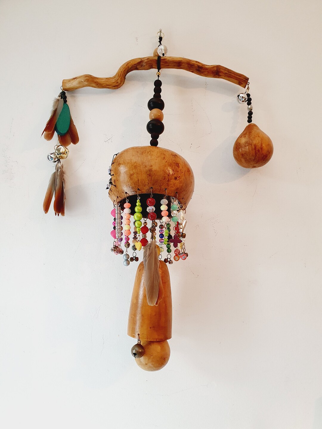 Decorative Gourd Wind Chime, Natural Wall Hanging, Ethnic Decor - Etsy
