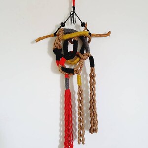 Rustic Boho Yarn Wrapped Rope Knot Wall Hanging, Modern Bohemian ...