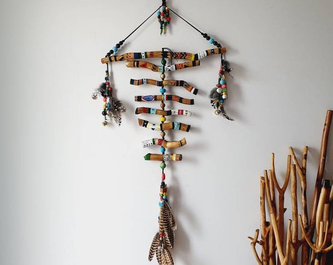 Hippie Decor Painted Sticks Boho Wall Hanging Colorful Wood - Etsy