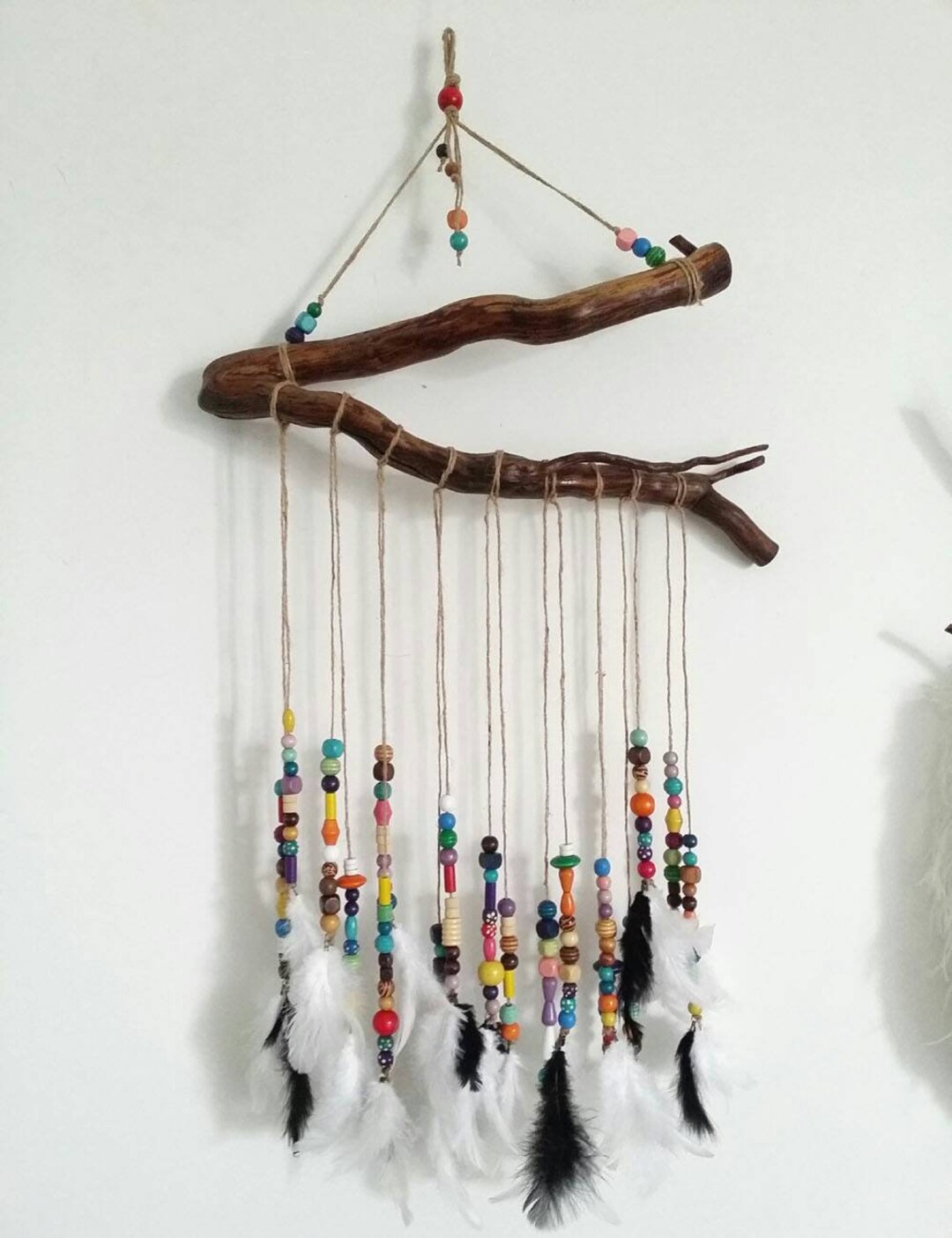 Boho Beaded Decor, Gypsy Mobile With Beads and Feathers - Etsy