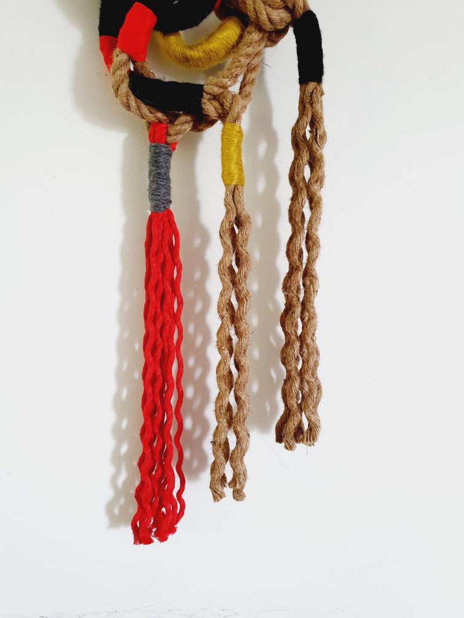 Rustic Boho Yarn Wrapped Rope Knot Wall Hanging Modern - Etsy
