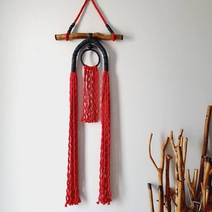 Modern Bohemian, Rope Knot Wall Art, Red Decor, Colorful Boho Decor - Etsy