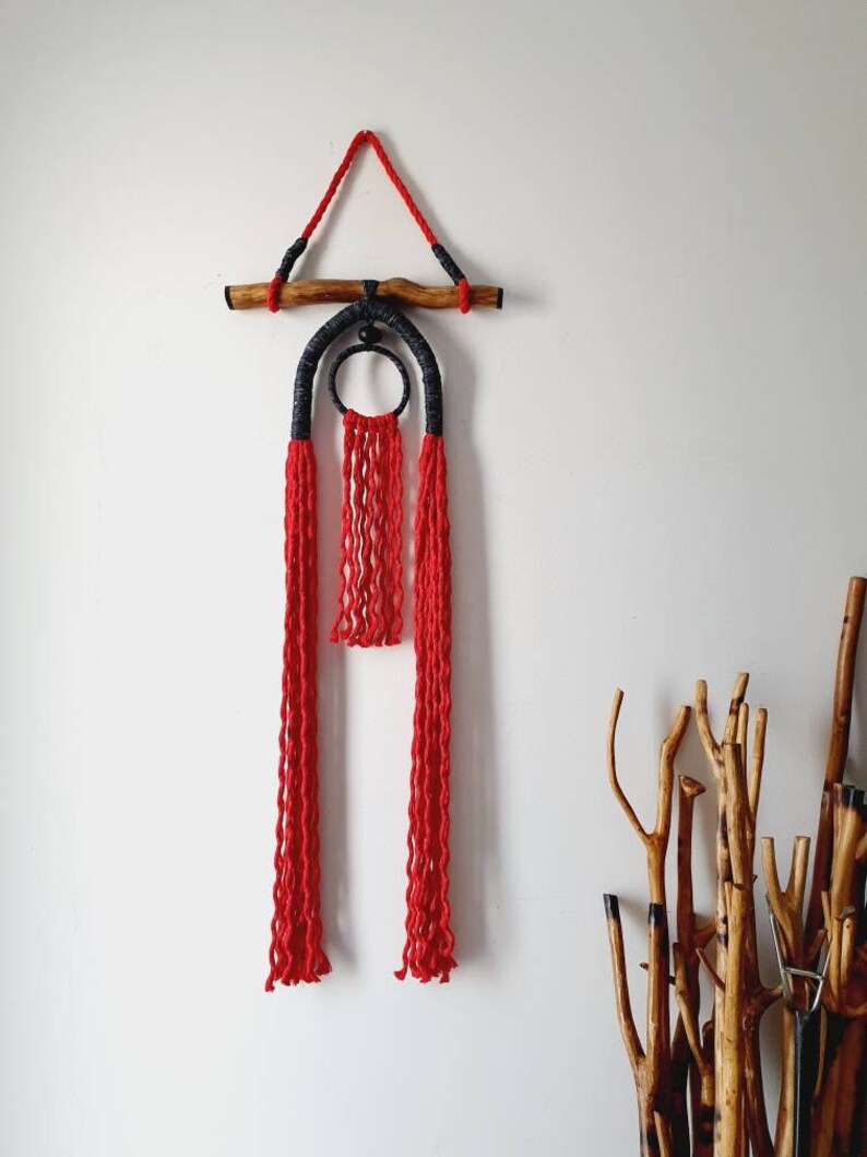 Modern Bohemian Rope Knot Wall Art Red Decor Colorful Boho - Etsy
