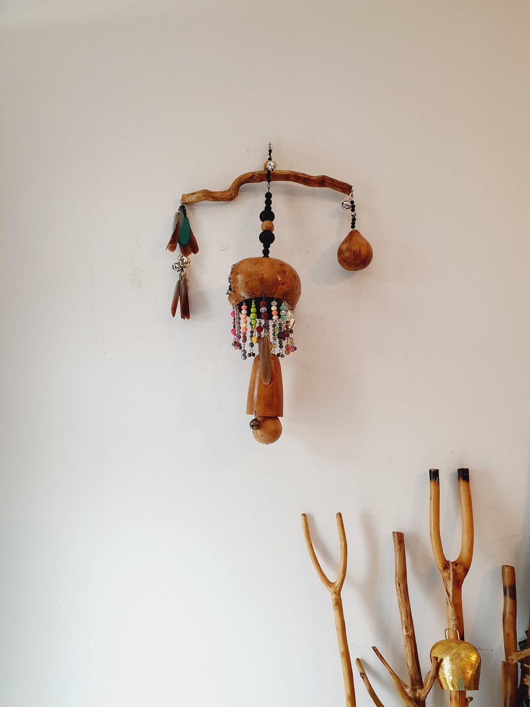 Decorative Gourd Wind Chime, Natural Wall Hanging, Ethnic Decor - Etsy