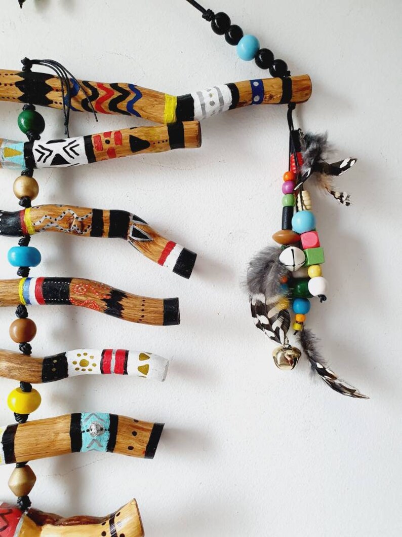 Hippie Decor Painted Sticks Boho Wall Hanging Colorful Wood | Etsy