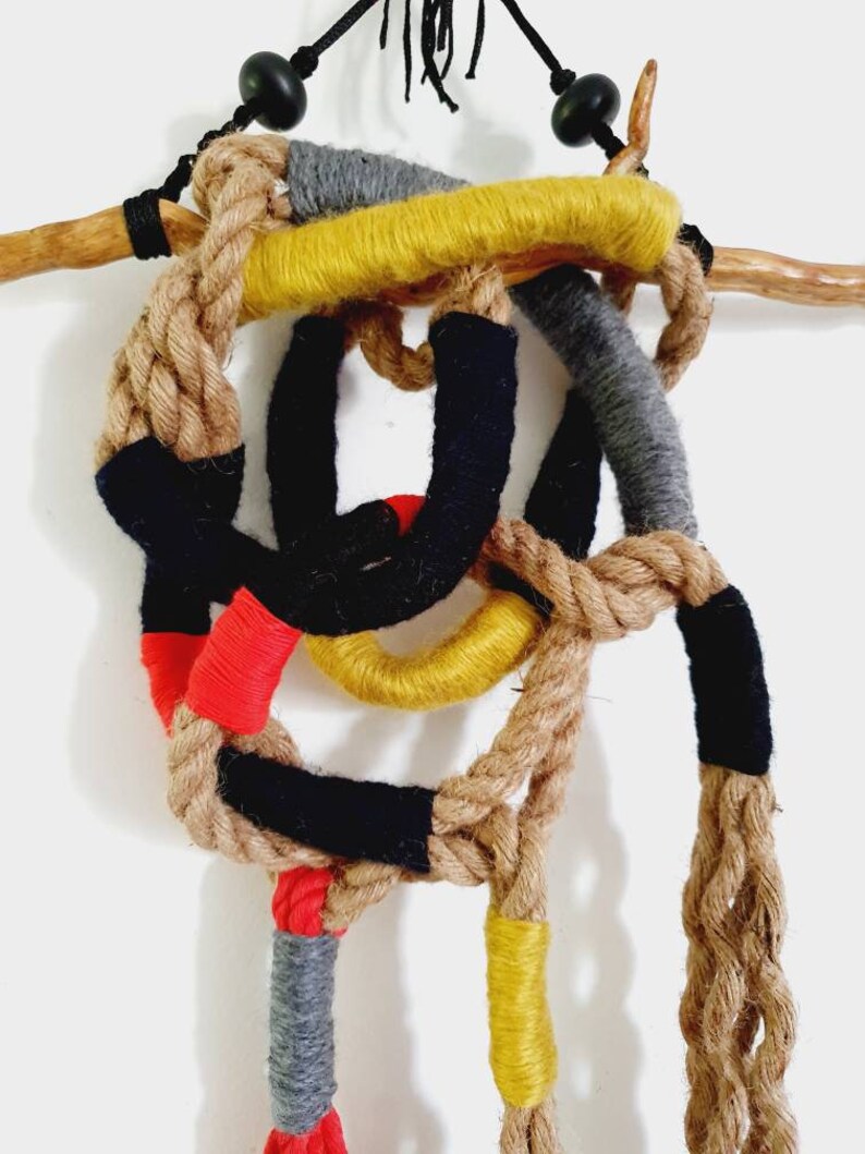 Rustic Boho Yarn Wrapped Rope Knot Wall Hanging Modern - Etsy