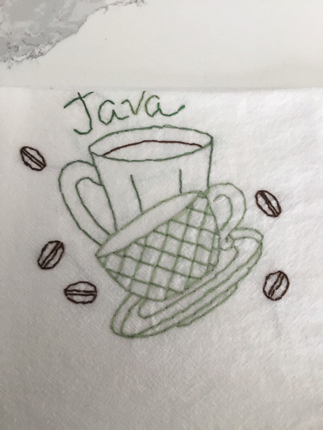 Hand Embroidered java Themed Flour Sack Dishtowel - Etsy
