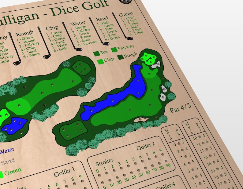 18 Hole Dice Golf Game Board SVG Template - Digital - Etsy