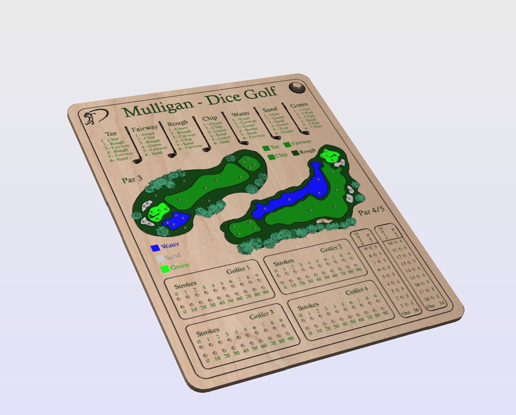 18 Hole Dice Golf Game Board SVG Template Digital - Etsy Canada