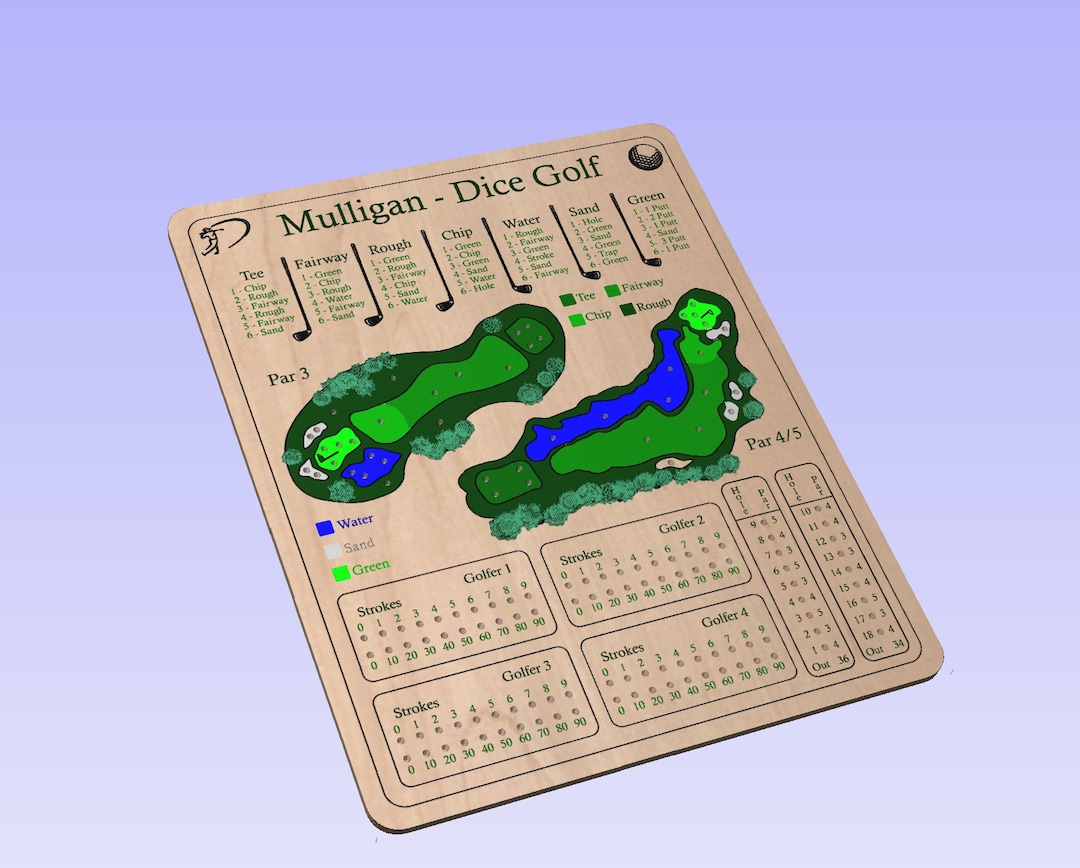 18 Hole Dice Golf Game Board SVG Template - Digital - Etsy