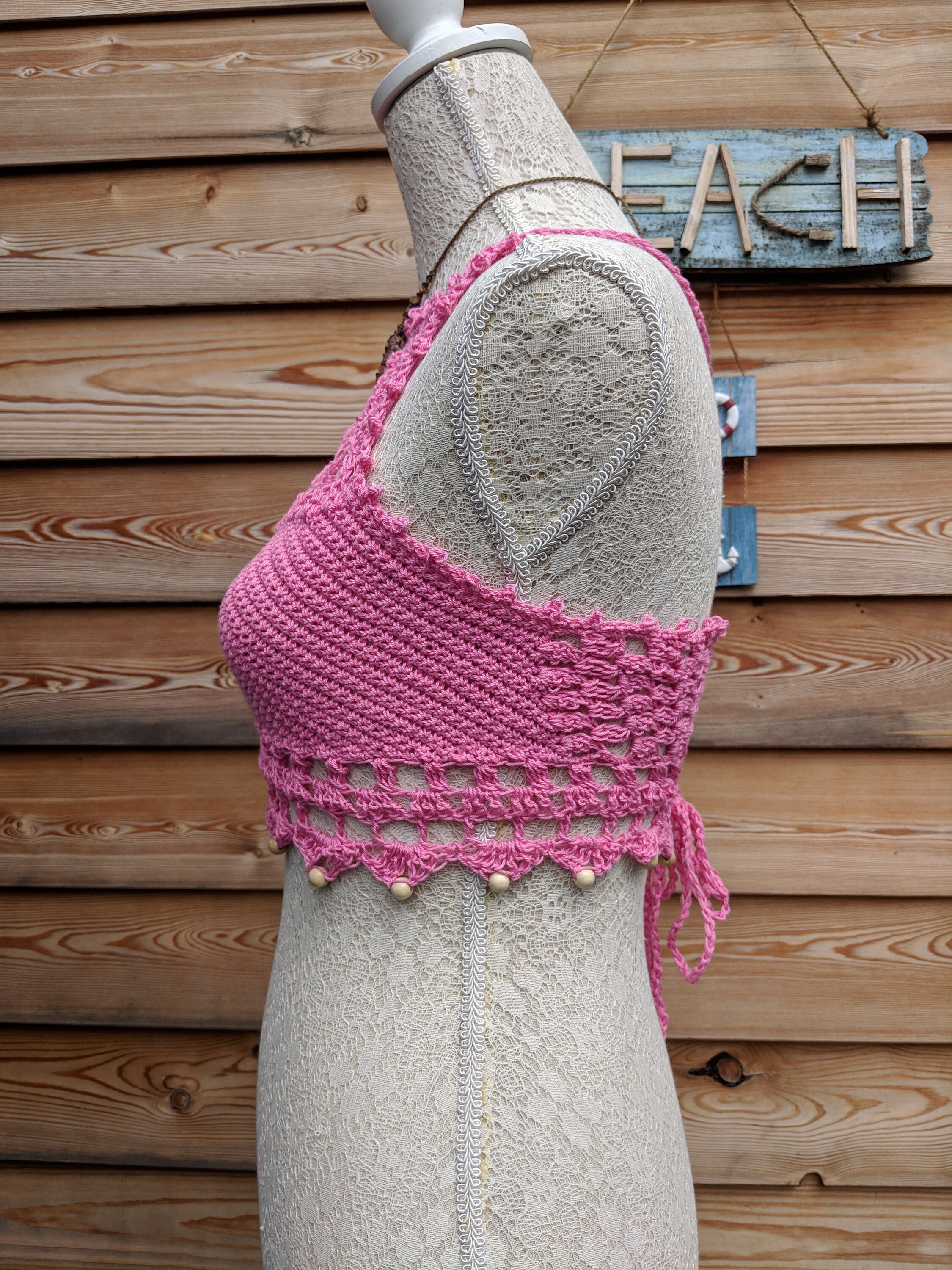 Häkeltop mit Perlenbesatz in Fondant Pink Festival Top | Etsy