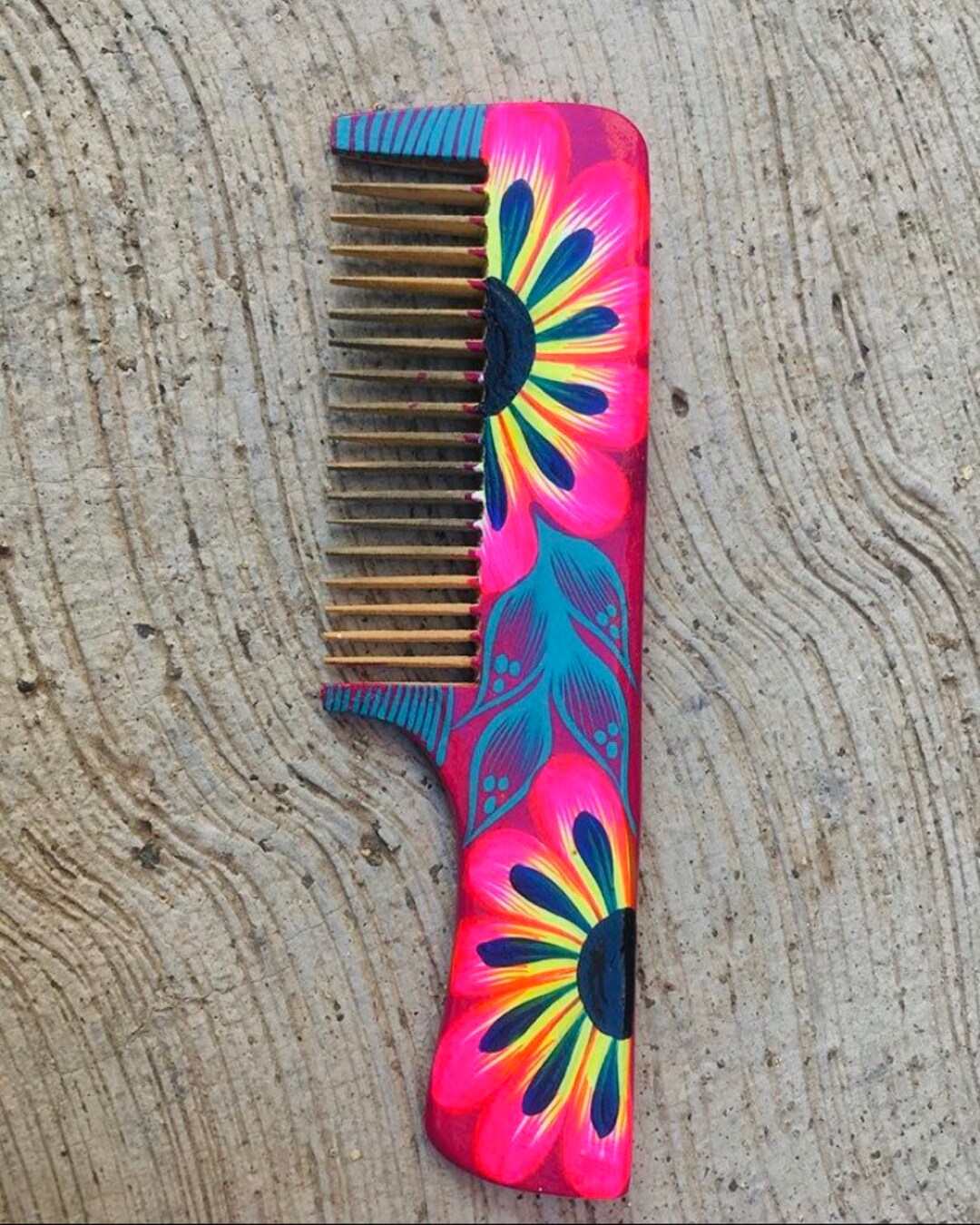 Mexican Folk Art in Hand-painted Copal Wood, Oaxacan Alebrije Comb ...