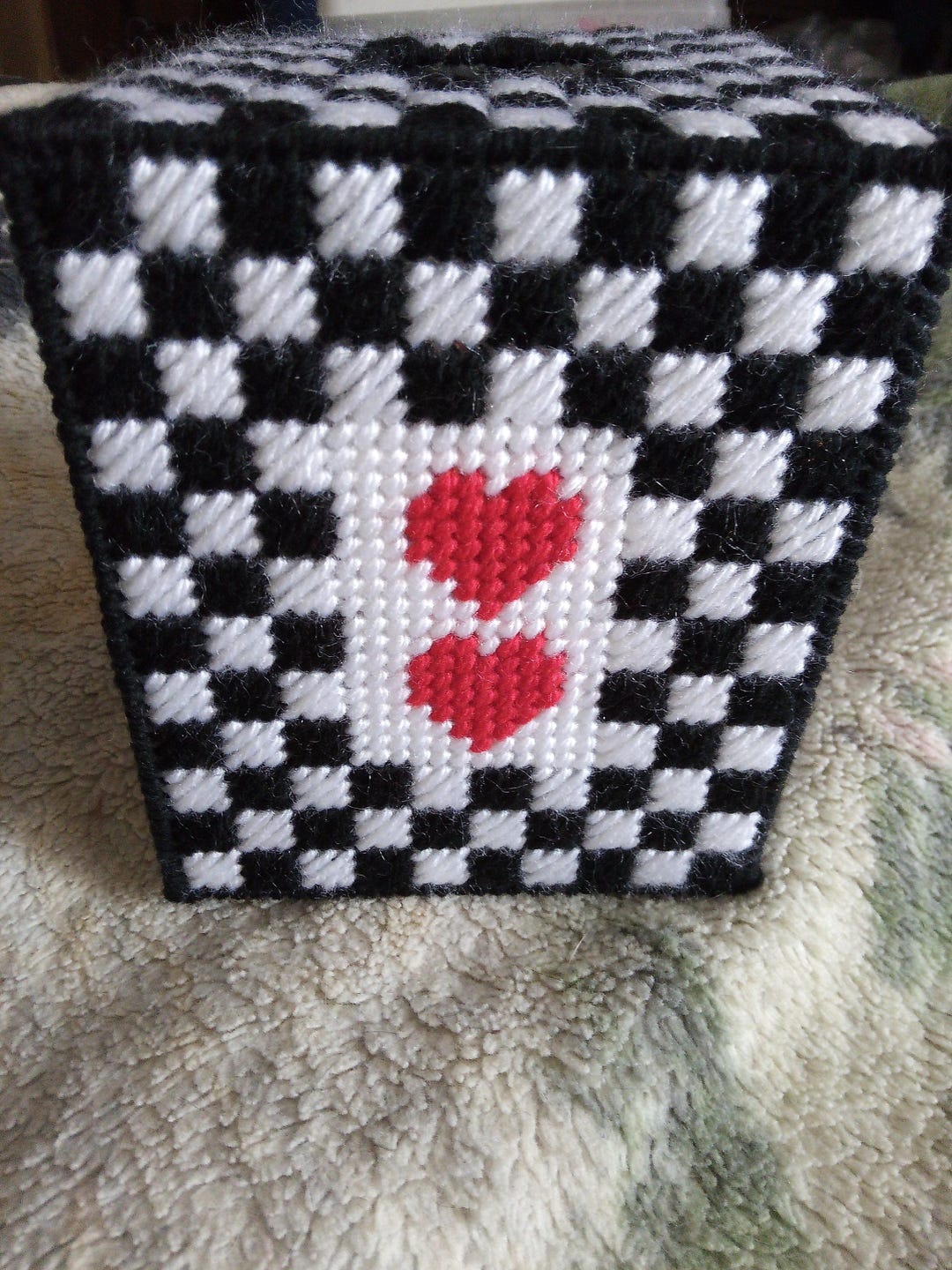 Handmade Black and White Checkered With Hearts Tissue Box Cover - Etsy