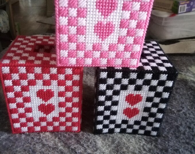 Handmade Checkered With Heart Boutique Tissue Box Cover/ One of Each ...